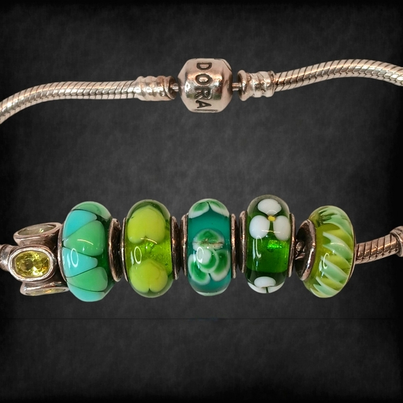 Pandora | Jewelry | Authentic Pandora Silver Bracelet With 6 Stunning ...